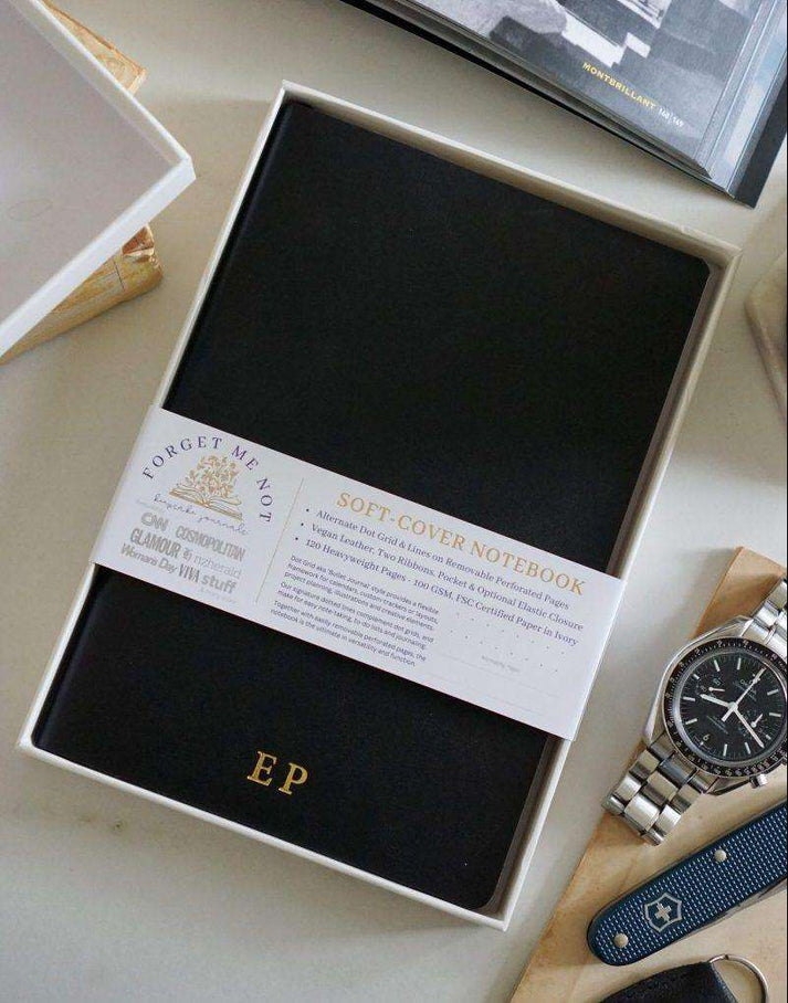 Personalised Notebook | Softcover Leather Lined Journal – Forget Me Not ...